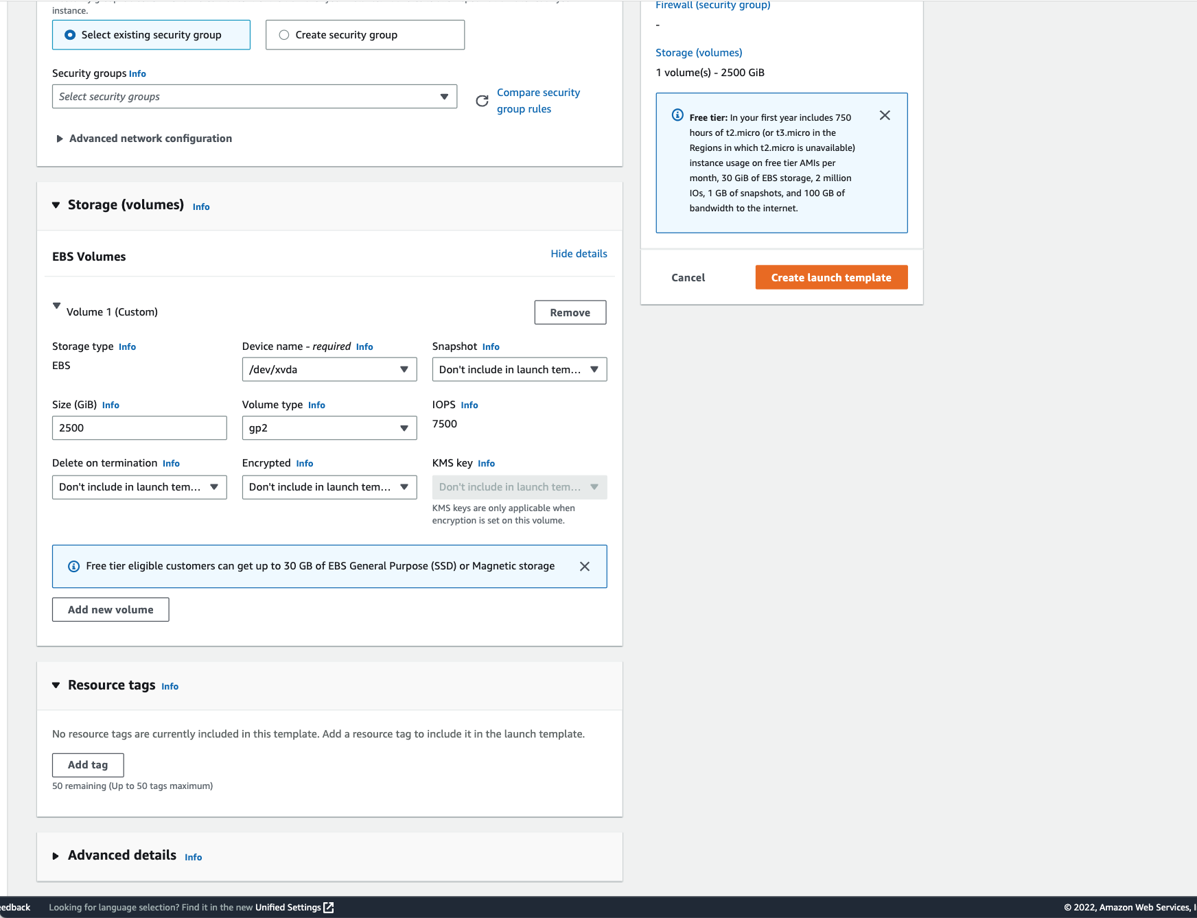 Launch template Setup - Vulture Tutorial